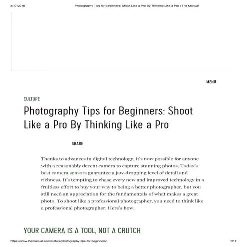 Photography Tips for Beginners: Shoot Like a Pro By Thinking Like a Pro ...