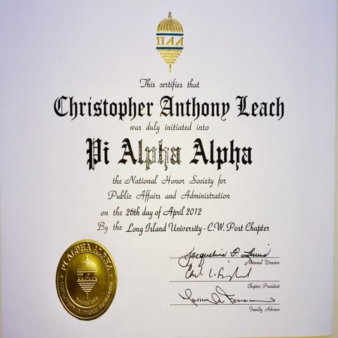 Pi Alpha Alpha Induction Certificate | PDF