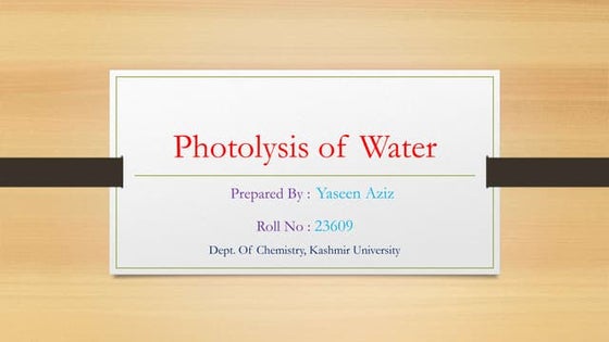 Splitting of water | PPTX | Chemistry | Science