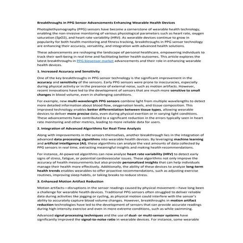 Breakthroughs in PPG Sensor Advancements Enhancing Wearable Health ...