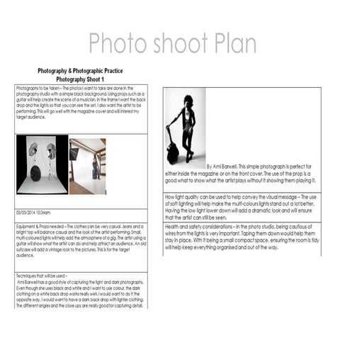 Photo shoot plan | PPTX