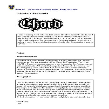 Photo shoot plan template | DOCX