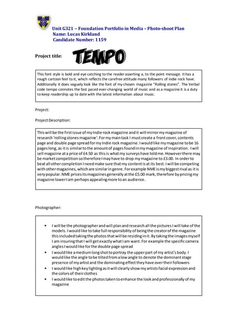 Photo shoot plan | PDF