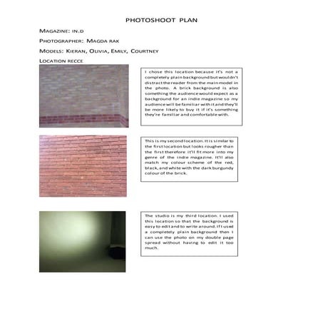 Photoshoot plan (2) | DOCX