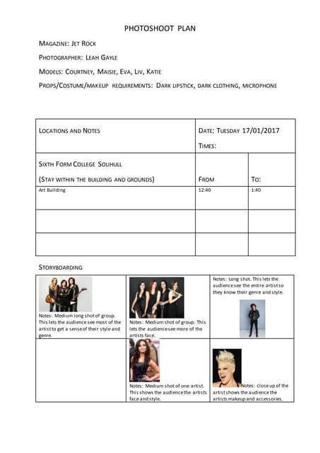 Photosoot plan | PDF