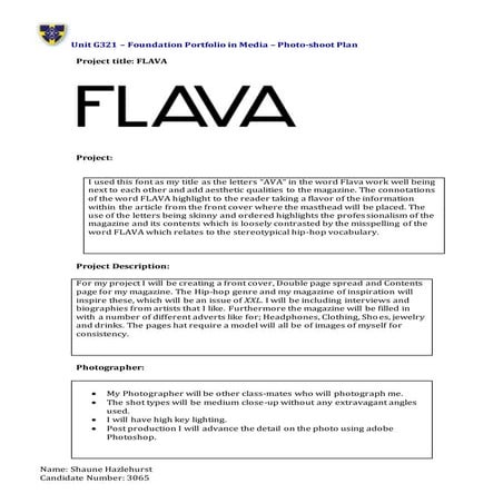 Photo shoot plan | PDF