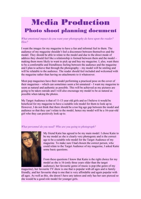 Preliminary Photo Shoot | PPT | Photography | Arts and Crafts