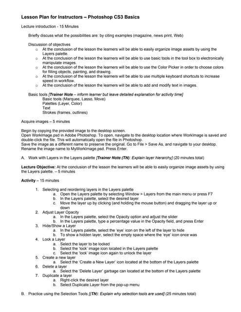 Photoshop Cs3 Instructor Lesson Plan Pdf
