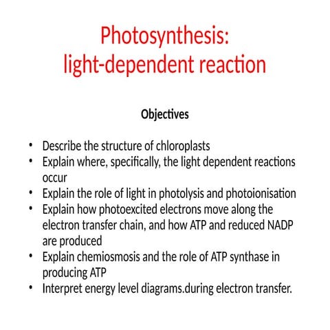 Photosynthesis Edexcel A level Biology A1 | PPTX