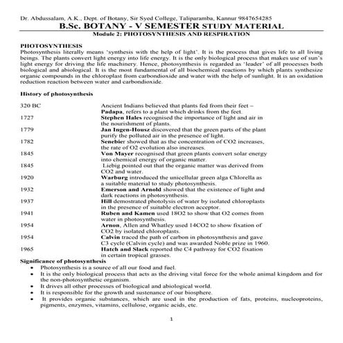 Photosynthesis notes | PDF
