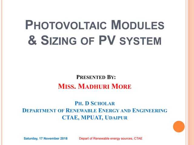 Pv array and inverter matching | PPTX