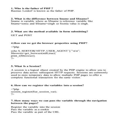 Top 100 PHP Interview Questions and Answers