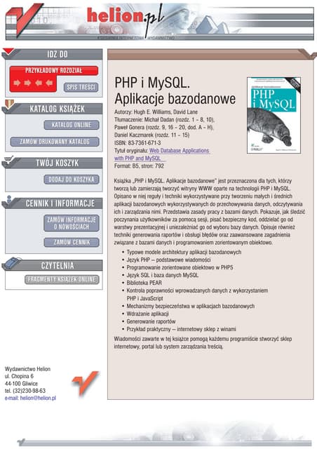 PHP i MySQL. Aplikacje bazodanowe | PDF PHP i MySQL. Aplikacje bazodanowe | PDF
