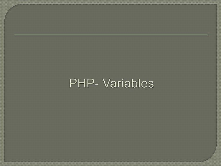 Php Variables