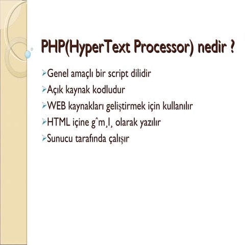 PHP'ye Giriş | PPT