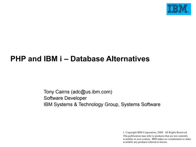 Php And Ibm I Database Alternatives Pdf 1516