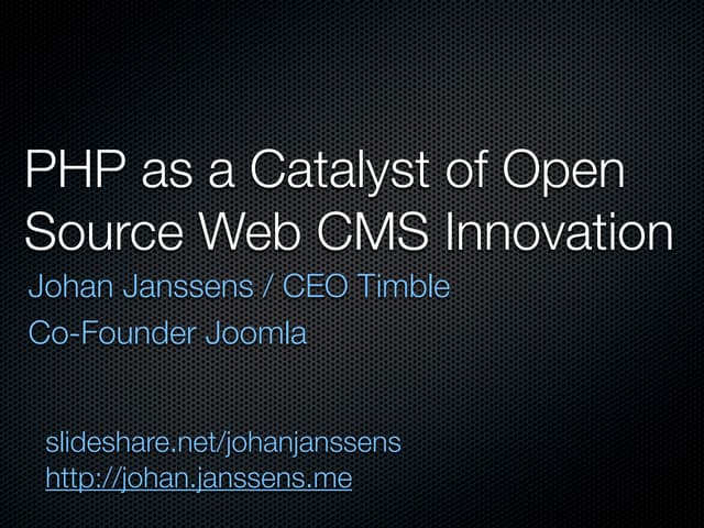 Php As A Catalyst Of Open Source Web Cms Innovation Pdf