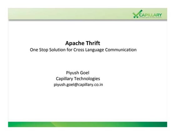 Facebook thrift | PPTX | Programming Languages | Computing