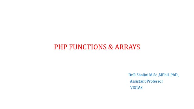 Php Functions And Array Pptx