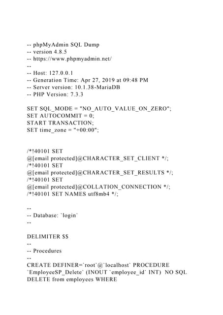 Phpmyadmin Sql Dump Version 4 8 5 Phpmyadmi Docx