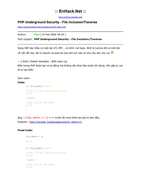 PHP Security File inclusion | PDF PHP Security File inclusion | PDF