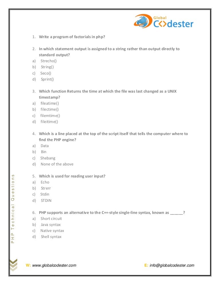 Php Technical Question 7315