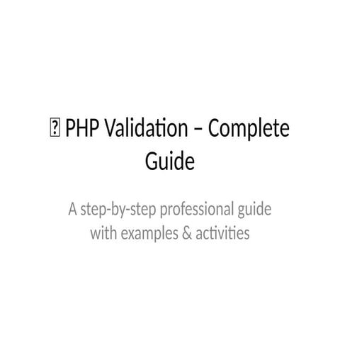 PHP Form Validation Technique | PPTX
