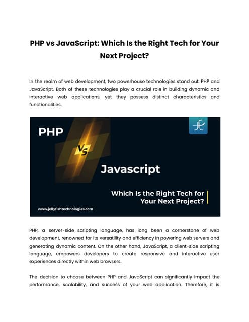 Php Vs Javascript Which Is The Right Tech For Your Next Project Pdf