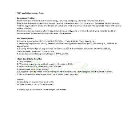 Php Web Developer Role Doc Web Development Internet