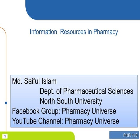 Information Resources in Pharmacy | PPT