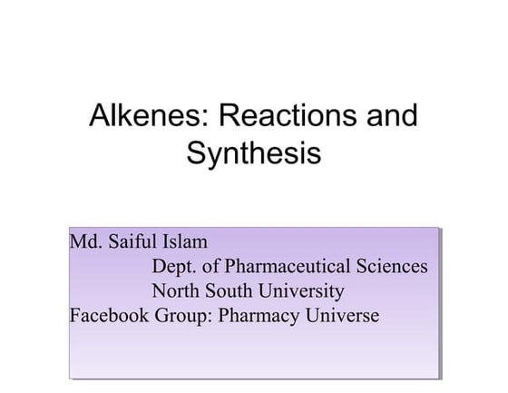 Reactions of alkenes | PPTX
