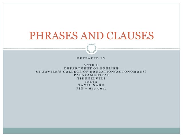 Clauses in English Grammar – Types, Examples & Exercises | Class 11 CBSE | PPTX
