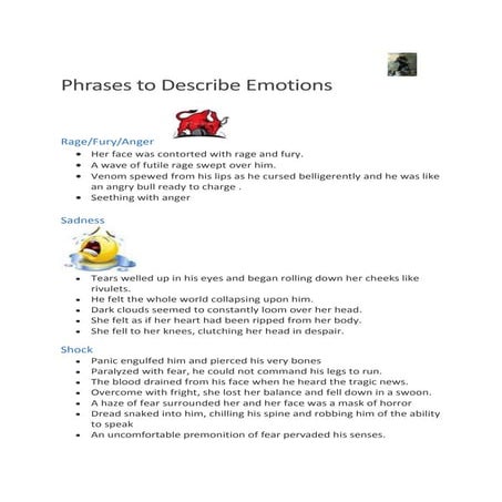 Phrases To Describe Emotion | DOCX