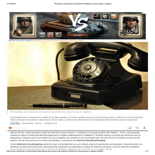 Phreaking una historia de hackers telefónicos, blue boxes e ingenio | PDF