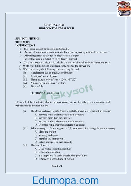 Class 6 Cbse Science Sample Paper Term 2 Model 1 | PDF