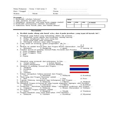 SOAL PENILAIAN HARIAN KELAS 6 TEMA 1 SUB TEMA 3 | DOCX