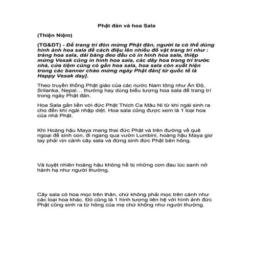 Phật đản và hoa sala | PDF