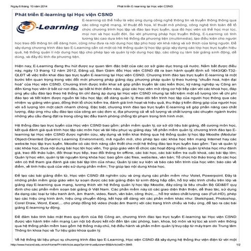 Phát triển e learning tại học viện csnd | PDF