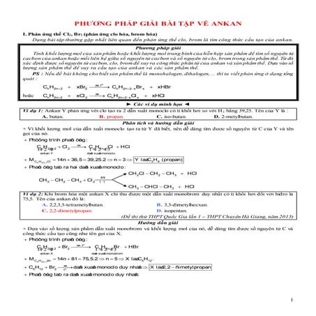 PHƯƠNG PHÁP GIẢI BÀI TẬP VỀ ANKAN - Chuyên đề Ankan 2020 | DOCX