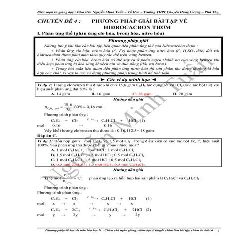 Phuong phap giai bai tap ve hidrocacbon thom | PDF