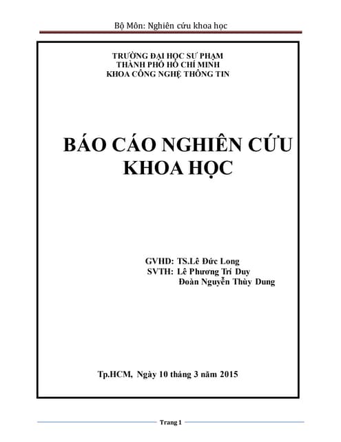 HƯỚNG DẪN CÁCH LÀM VÀ CÁCH TRÌNH BÀY ĐỀ TÀI NGHIÊN CỨU KHOA HỌC | PDF