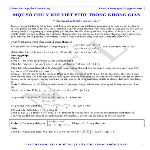 Phuong trinh duong thang trong khong gian | PDF