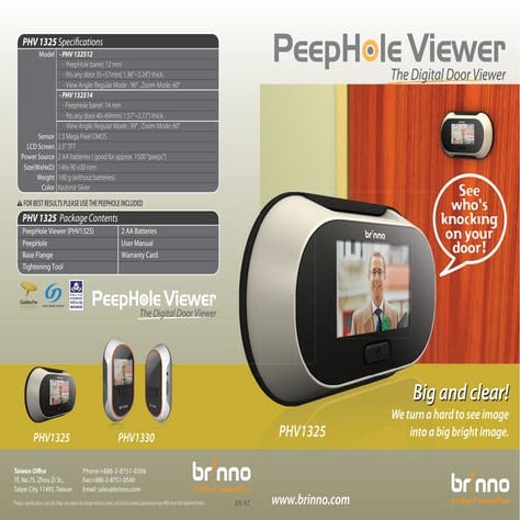 Brinno PeepHole Viewer PHV1325- Brochure | PDF