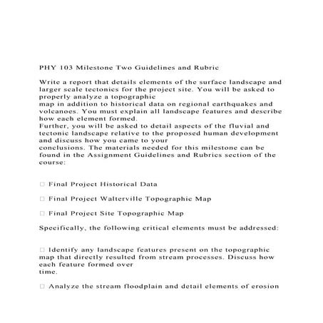 PHY 103 Milestone Two Guidelines and Rubric Write a re.docx