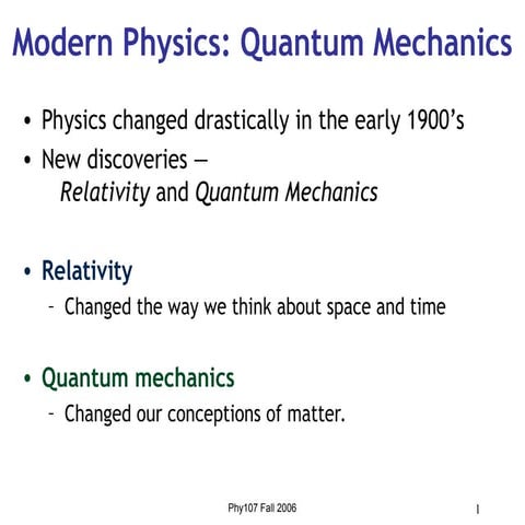 PPT on Quantum Mechanics Physics (1).... | PPT