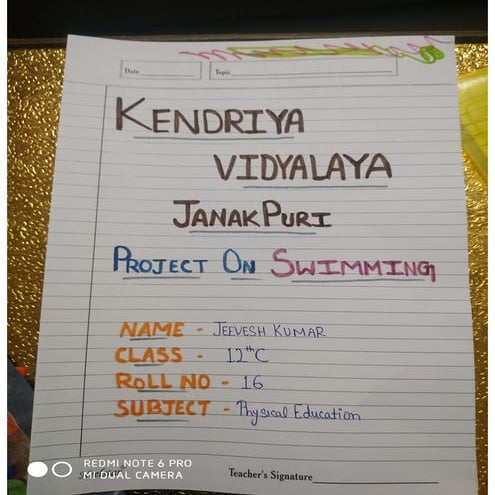 Physical education project on swimming | PDF