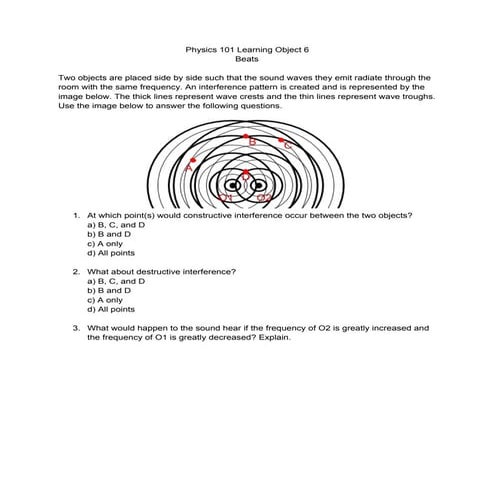 Physics 101 Learning Object #7 Interference of Waves and Beats | DOCX