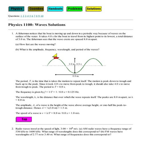 Phys 1100 waves solutions | PDF