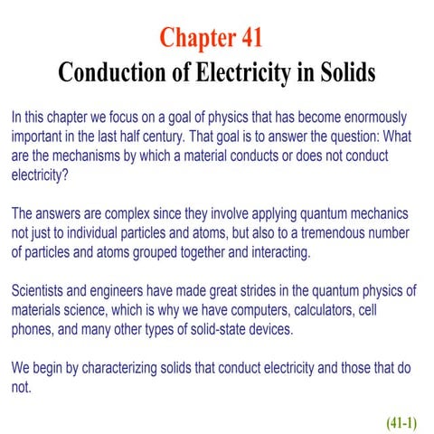 Conduction of Electricity in Solids and Analysis | PPT
