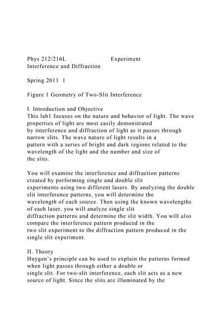 Wavelength of light using diffraction gratting . | DOCX